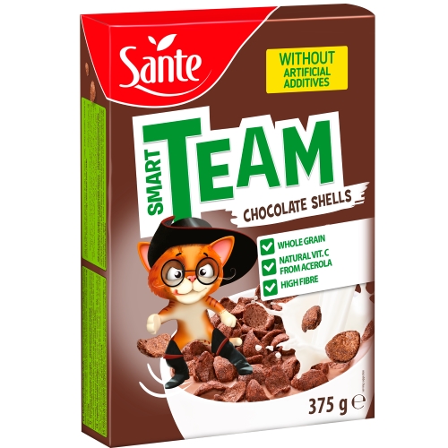 Smart_Team_chocolate_shells_375g_Breakfast_cereals - Sante Export